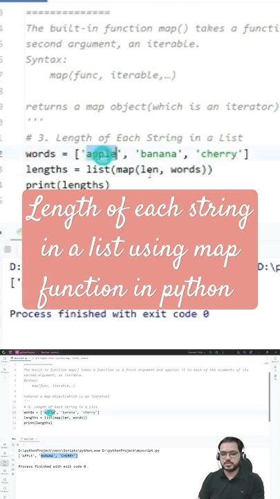 Length Of Each String In A List Using Map Function In Python Codewithdaneyal Pyhton Shorts