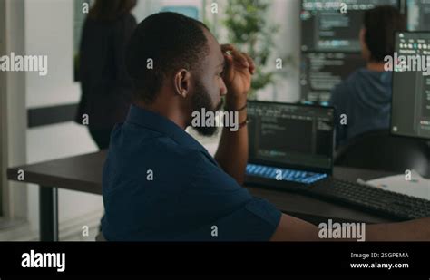 Software Programer Brainstorming Ideas To Write Code And Create Security Program Stock Video