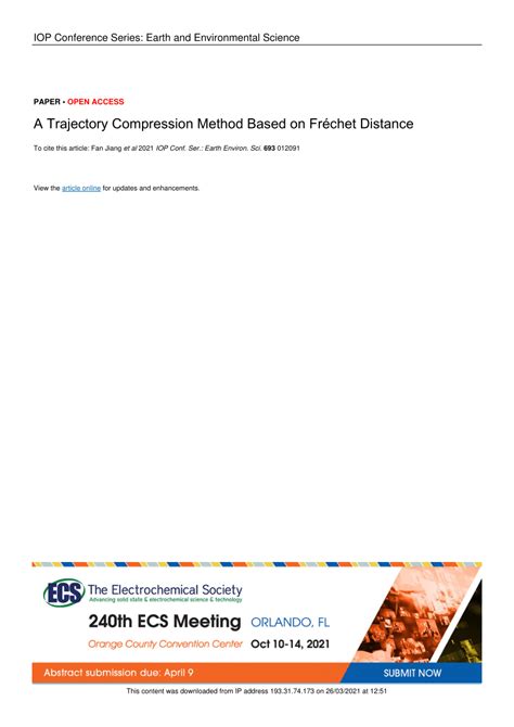 Pdf A Trajectory Compression Method Based On Fréchet Distance