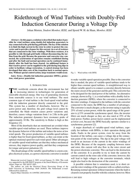 Pdf Ridethrough Of Wind Turbines With Doubly Fed Induction Generator