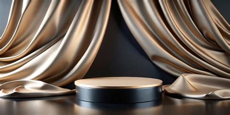 Circle Platform Podium On Elegant Black And Champagne Color Background
