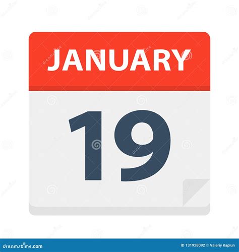 1月19日 日历象 向量例证 插画 包括有 模板 红色 组织者 日期 月份 纸张 日历 灰色 131928092