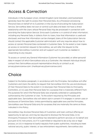 ServiceNow Data Privacy Framework Policy Pdf