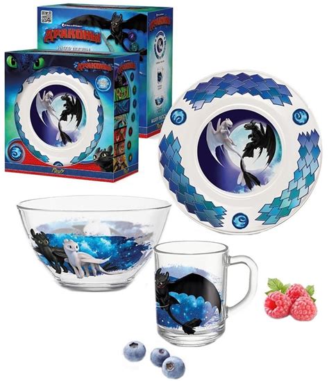 Набор посуды Priority Как Приручить Дракона детский из стекла 1шт купить с доставкой по