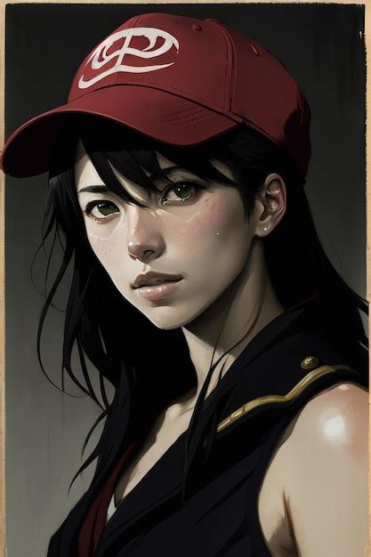 Premium Ai Image A Woman With A Red Hat That Saysthe Girl Is Wearing
