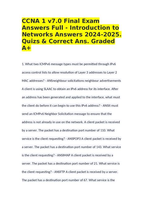 ccna 1 v7 0 final exam answers full introduction to networks answers