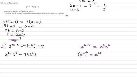 Exponentials And Logarithms Exam Questions A Level Maths Edexcel Pure Year 1 Q11 Level 2