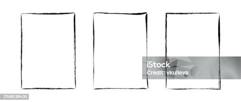 그런 지 사각형 프레임 세트입니다 다른 페인트 브러시 테두리 컬렉션 검은색 분필 또는 잉크 배너 포스터 전단지 브로셔 표지를 위한 직사각형 고르지 않은 획 디자인 요소 벡터