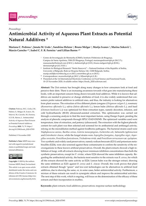 Pdf Antimicrobial Activity Of Aqueous Plant Extracts As Potential