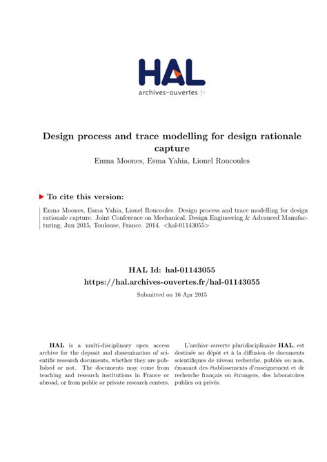 Pdf Design Process And Trace Modelling For Design Rationale Capture
