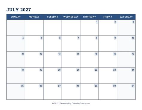 Printable Calendar 2027 Monthly And Yearly