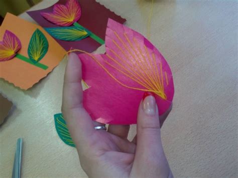 Мастер-класс открытки «Тюльпан для мамы». Техника ИЗО-Нить. (7 фото ...