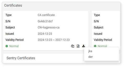 Certificates Logpresso Sonar User Interface Guide