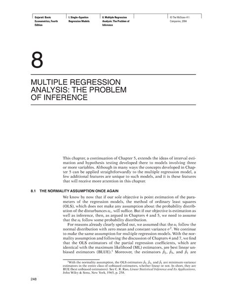 Lesson Multiple Regression Analysis Problems Of Inference Econometrics Fourth