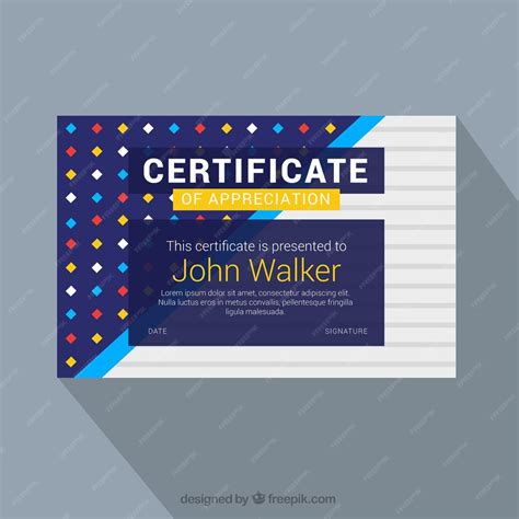 감사 템플릿의 컬러 인증서 무료 벡터