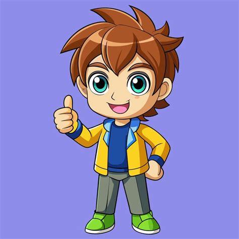 мультфильм мальчика с поднятым большим пальцем Премиум векторы