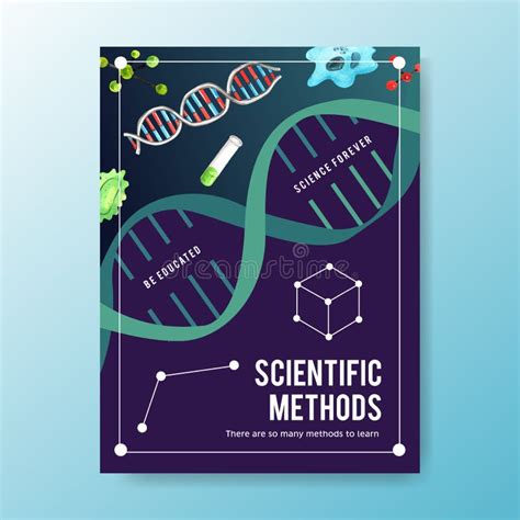 Science Poster Design With Test Tube Cell Watercolor Illustration