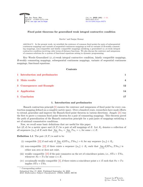 Pdf Fixed Point Theorems For Generalized Weak Integral Contractive