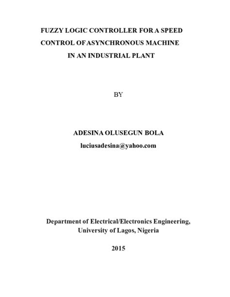 Doc Fuzzy Logic Controller For A Speed Control Of Asynchronous