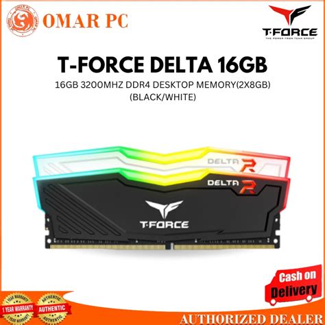 【hot Sale】tforce Delta 16gb 3200mhz Ddr4 Desktop Memory 2x8gb Black White Shopee Philippines