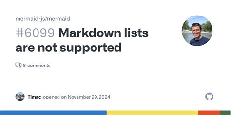 Markdown Lists Are Not Supported · Issue 6099 · Mermaid Jsmermaid · Github