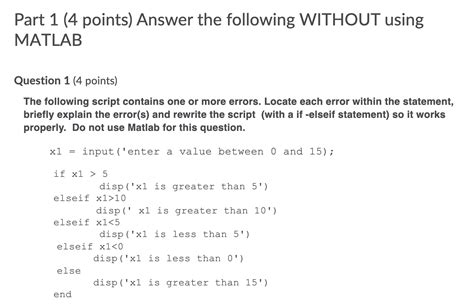 Solved Part 1 4 Points Answer The Following Without Using