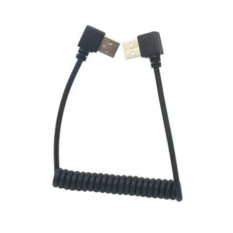 Stretch Degree Right Angled USB A Type Male To Degree Angled USB Male Data Charge Cable In