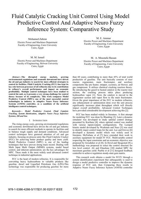 Pdf Fluid Catalytic Cracking Unit Control Using Model Predictive Control And Adaptive Neuro