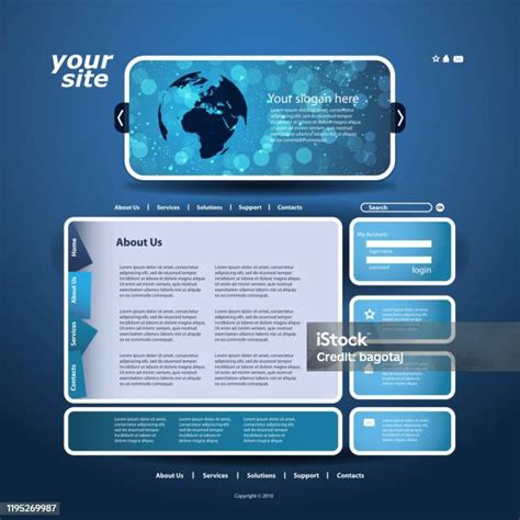 한 페이지 웹 사이트 템플릿 테크놀로지에 대한 스톡 벡터 아트 및 기타 이미지 테크놀로지 Html 개발 Istock