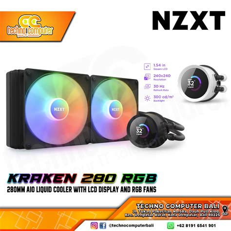 Nzxt Kraken Rgb Black Cpu Cooler 280mm Aio Liquid Cooler With Lcd Display And Rgb Fans