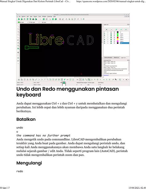 Manual Singkat Untuk Digunakan Dari Kolom Perintah Librecad Civil Laboratory Of Quancons Pdf