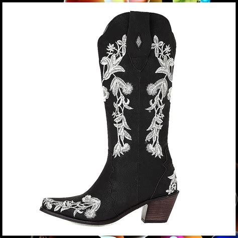 So Simpok Printed Embroidered Western Boots