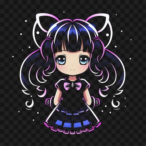 T Shirt Design Of Cute Chibi Girl With Twin Buns Magical Girl Outfit