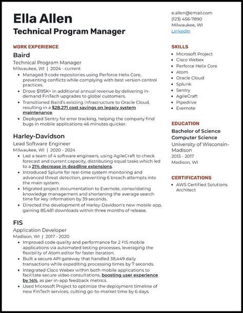 11 Technical Program Manager Resume Examples For 2025