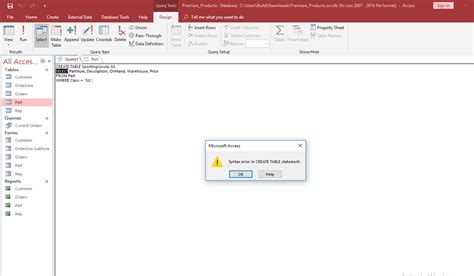 Syntax Error In Create Table Statement Rsql