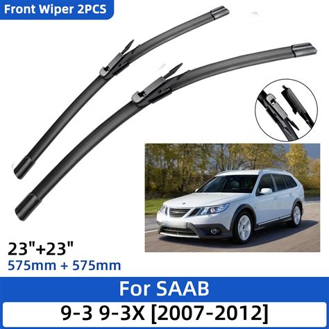 Saab 9 3 9 3x 2007 2012 23 23 전면 와이퍼 블레이드 윈드 실드 윈드 스크린 윈도우 커터 액세서리 2