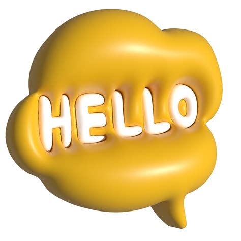 Hello Yellow Speech Bubble 3d 26803615 Png