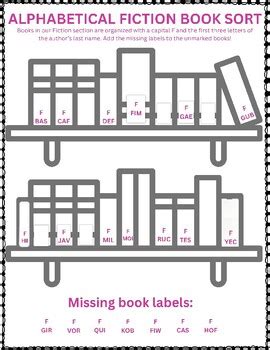 Practicing Alphabetical Order Fiction Library Book Printable Worksheet