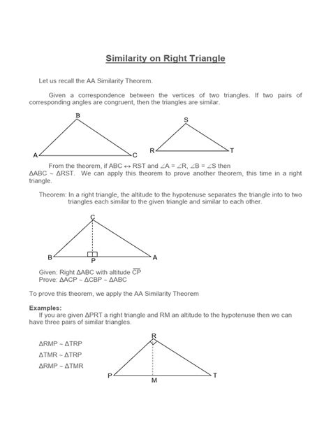Right Triangle Similarity April 1 To 5 1 Pdf Triangle Geometry