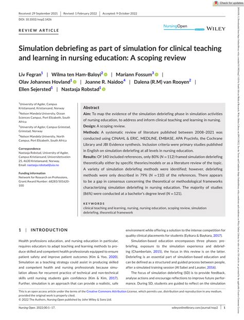 PDF Simulation Debriefing As Part Of Simulation For Clinical Teaching And Learning In Nursing