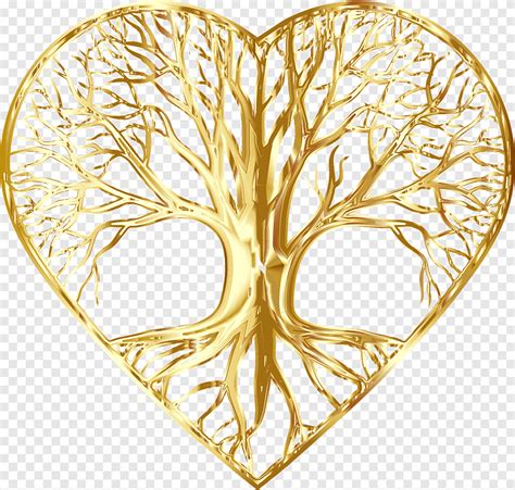 Tree Heart Love Branches Conservation Gold Nature Png PNGEgg