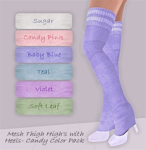 Second Life Marketplace Mesh Thigh Highs With Heels Candy Color Pack