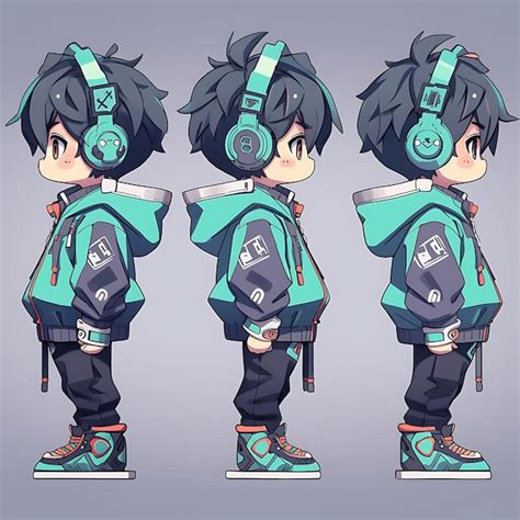 Premium Photo Colorful Male Chibi Kawaii Game Developer Casual Gamer Style Digital Creative