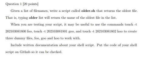 solved question 1 20 points given a list of filenames