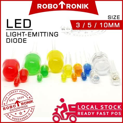 Led 3mm 5mm 10mm Diffused Clear Red Green Yellow Blue Orange Purple