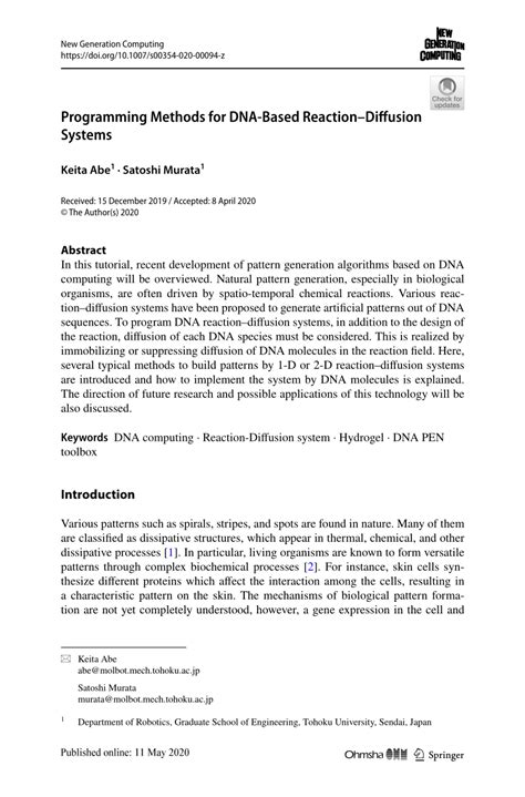pdf programming methods for dna based reaction diffusion systems