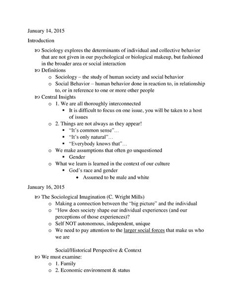 Introduction To Sociology Week 1 January 14 2015 Introduction