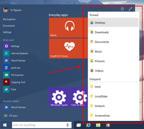 How To Enable Jump Lists For Start Menu In Windows 10 Tip Dottech