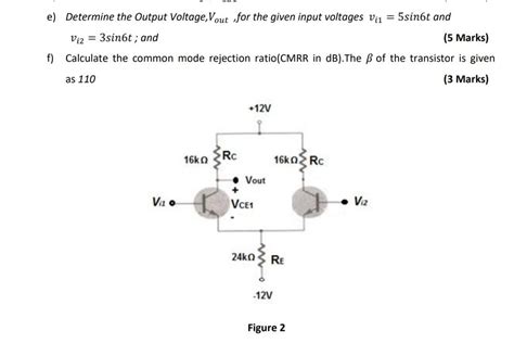 Solved E Determine The Output Voltage Vout For The Given