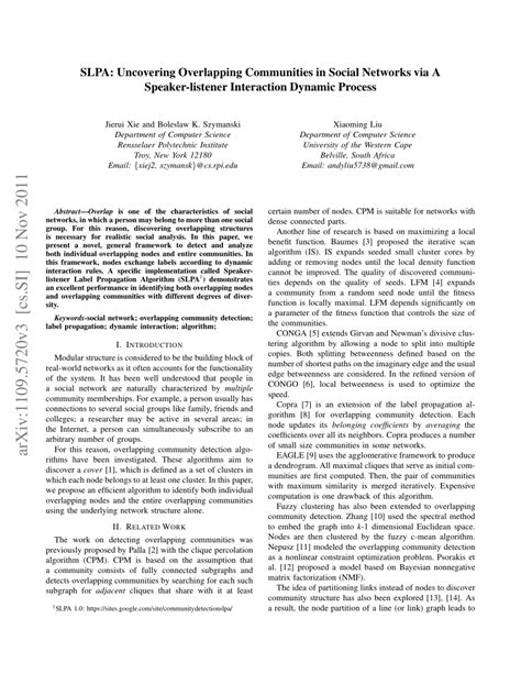 pdf slpa uncovering overlapping communities in social networks via a speaker listener